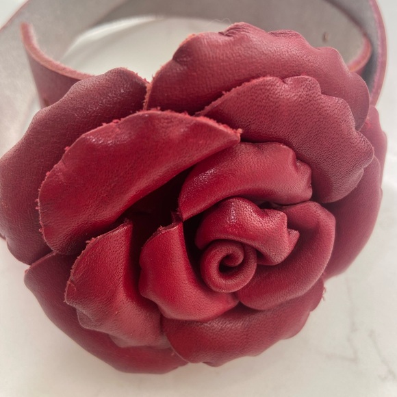 Accessories | Red Leather Rose Belt 31 To 37 Inch Waist | Poshmark